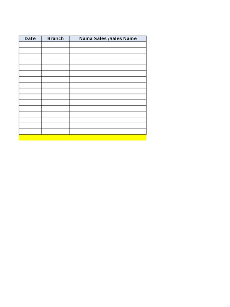 Contoh Sell Out Report (Tanggal) : Date Branch Nama Sales /sales Name | PDF