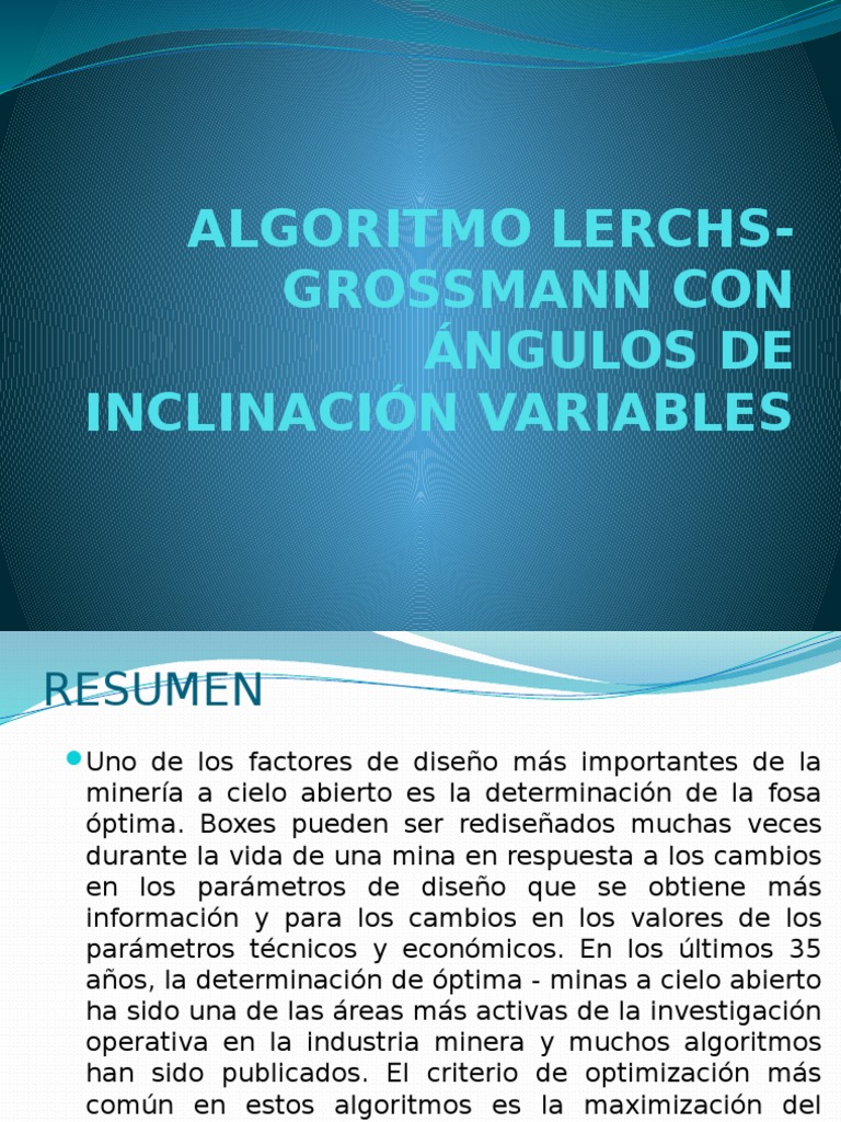 Algoritmo Lerchs-Grossmann Con Ángulos de Inclinación Variables | PDF | Minería | Algoritmos