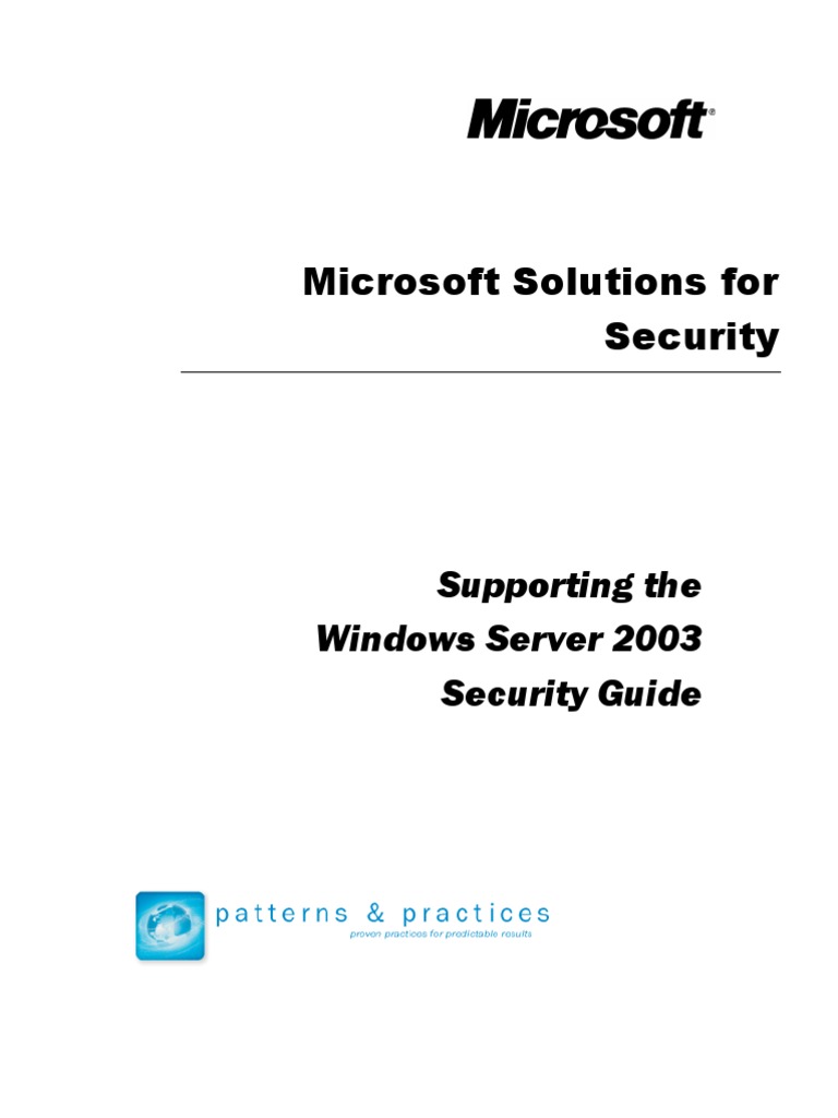 Supporting The Windows Server 2003 Security Guide | PDF | Copyright | Trademark