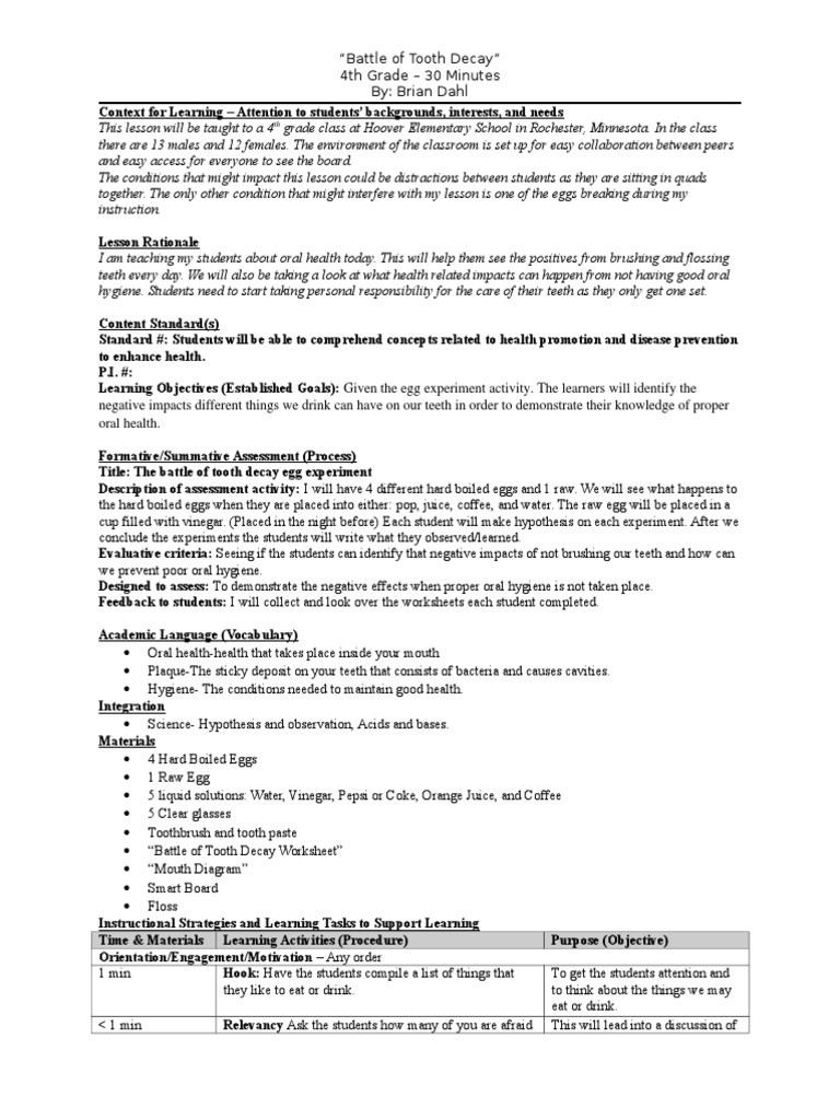 Health Lesson 1 | PDF | Oral Hygiene | Human Tooth