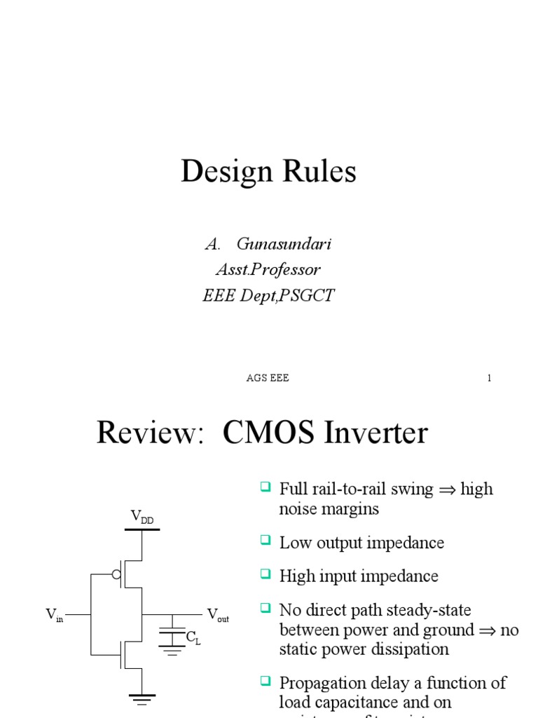 Design Rules: A. Gunasundari Asst - Professor Eee Dept, PSGCT | PDF ...
