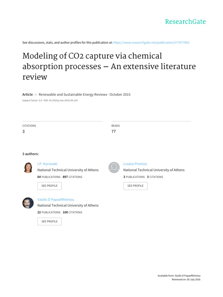 CO2 Capture: Chemical Absorption Models | PDF | Chemical Equilibrium ...