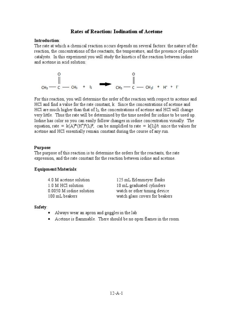 Iodination of Acetone | Chemical Reactions | Physical Chemistry