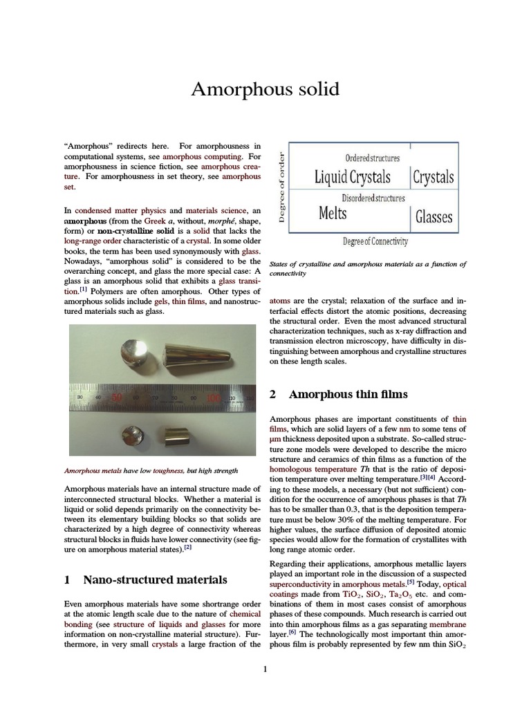 Amorphous Solid | PDF | Amorphous Solid | Materials Science