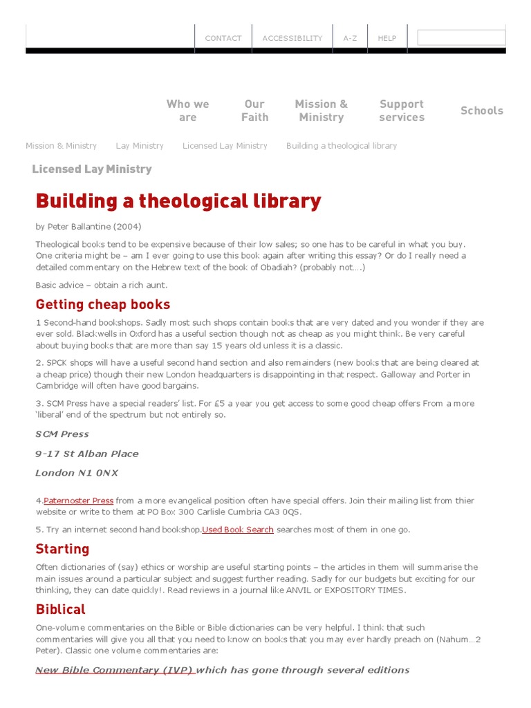 Building A Theological Library | PDF | Exegesis | Laity