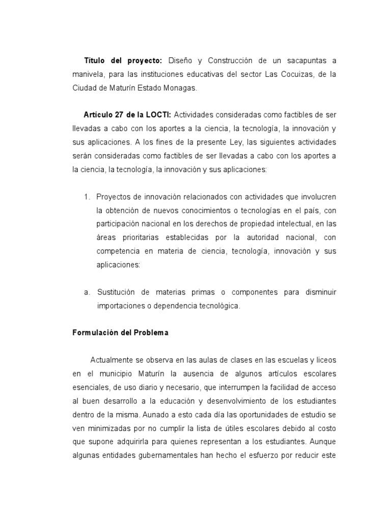 Proyecto Locti | PDF | Innovación | Science