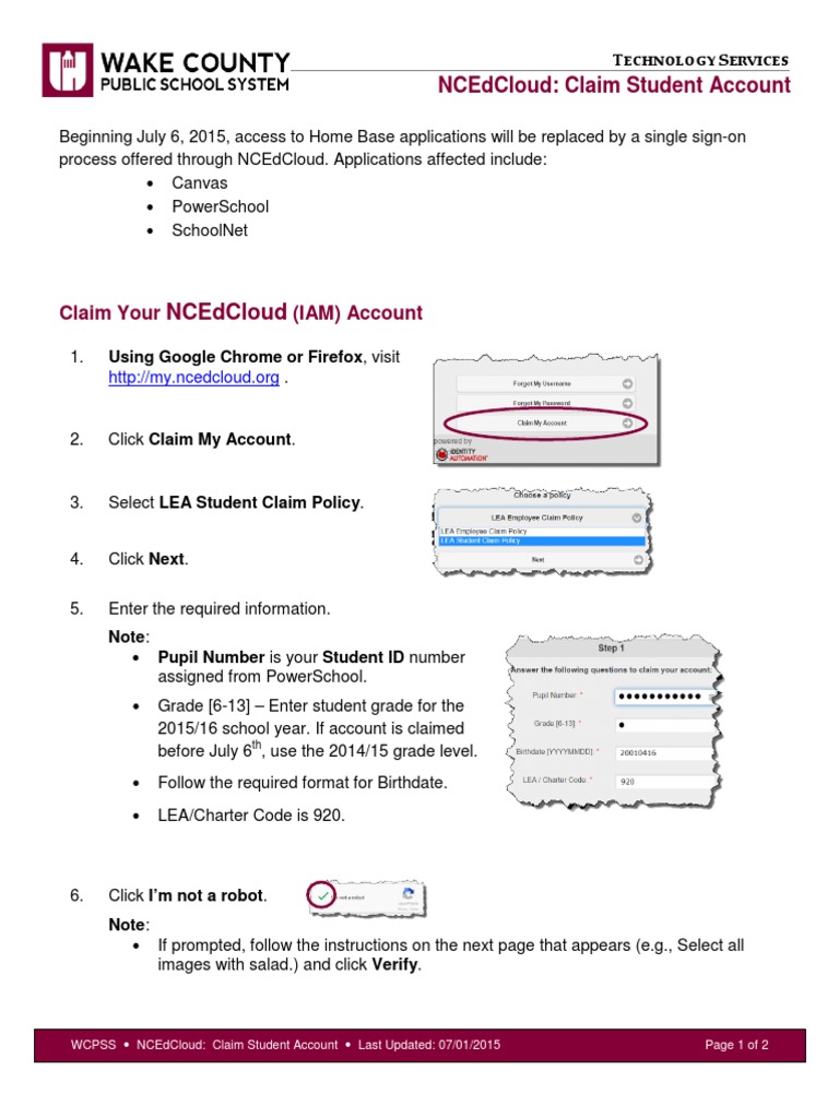 Ncedcloud Claim Credentials Students | PDF
