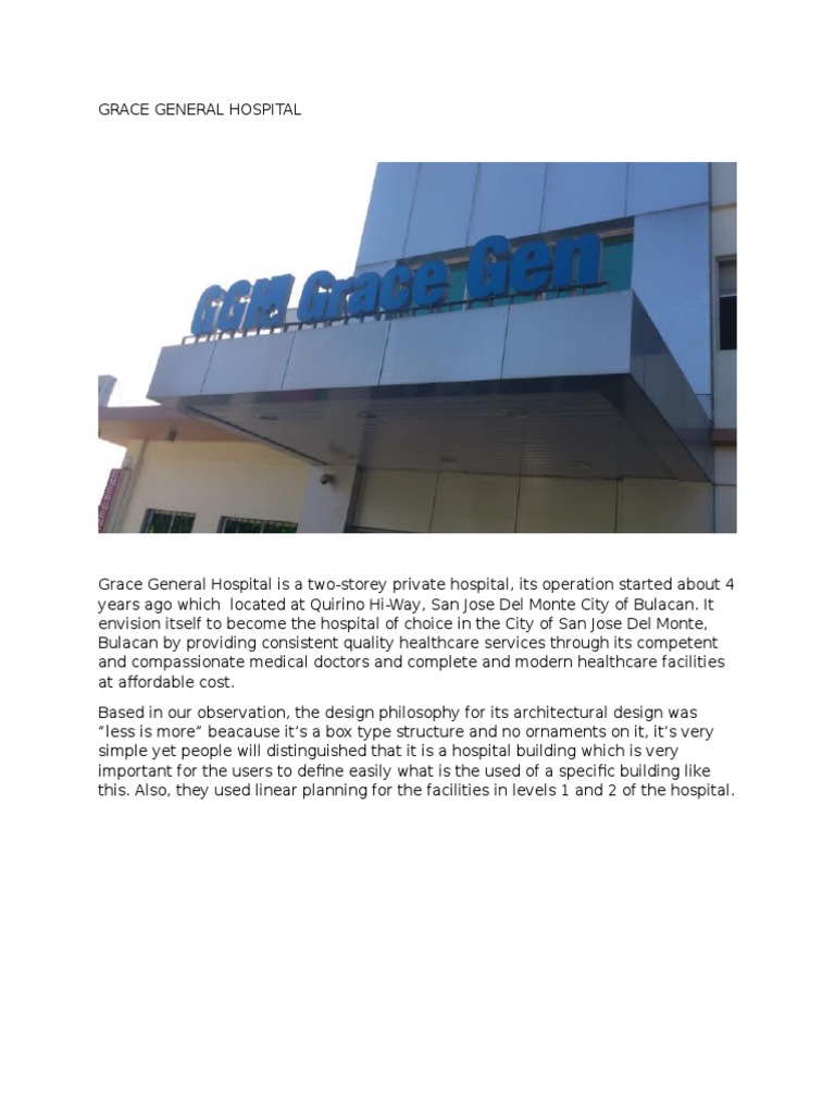 Grace General Hospital Overview | PDF | Science & Mathematics