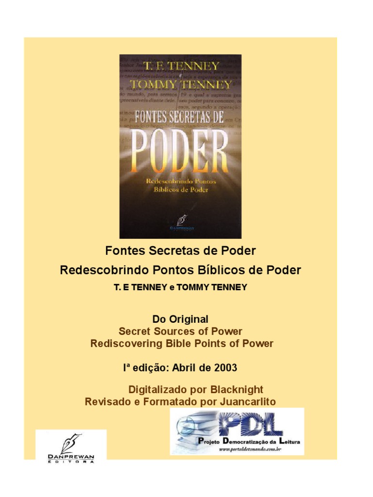 T. E. Tenney e Tommy Tenney - Fontes Secretas de POder | PDF | Religião ...
