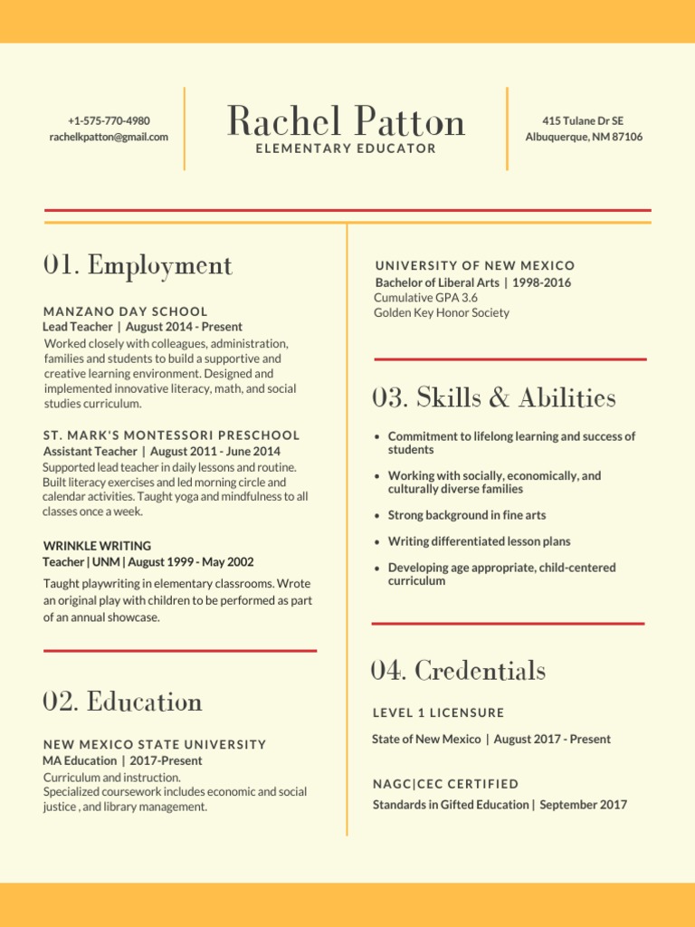 Elementary Educator Resume Overview | PDF
