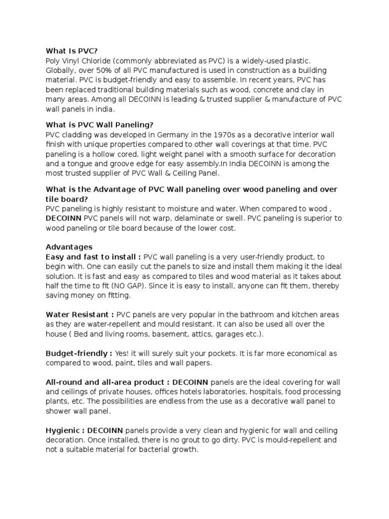 PVC | PDF | Polyvinyl Chloride | Manmade Materials