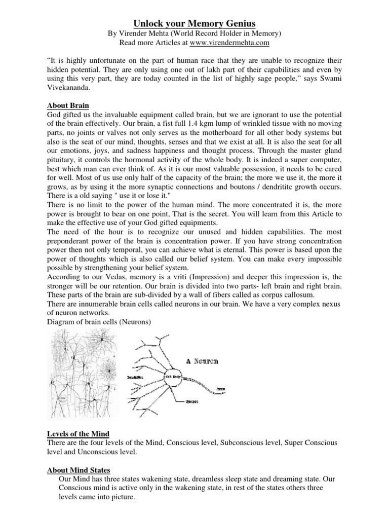 Unlock Your Memory Genius | PDF | Memory | Long Term Memory