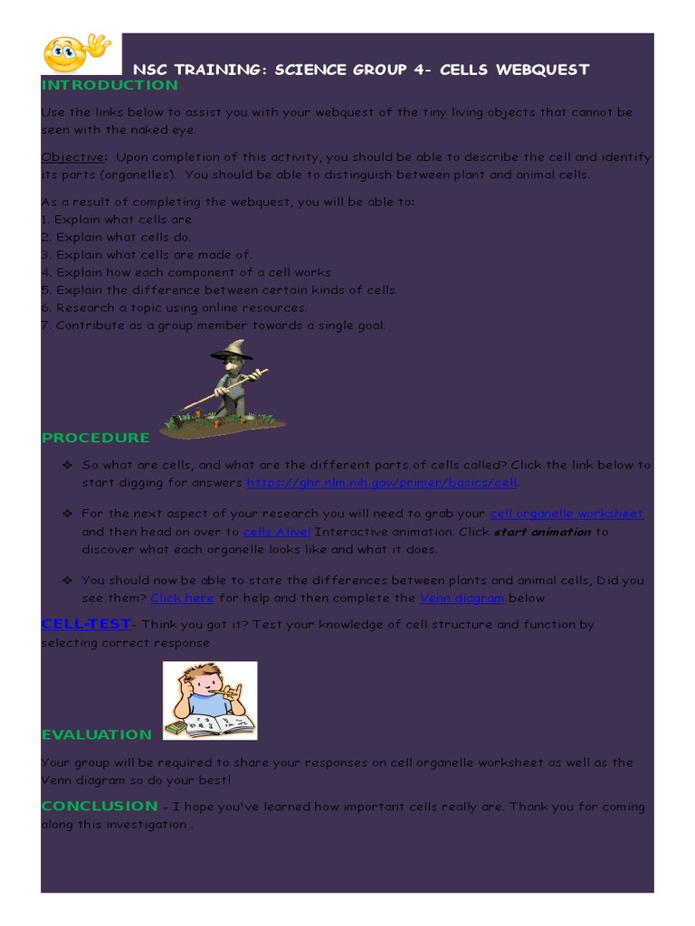 NSC Training: Science Group 4-Cells Webquest: Cell-Test | PDF