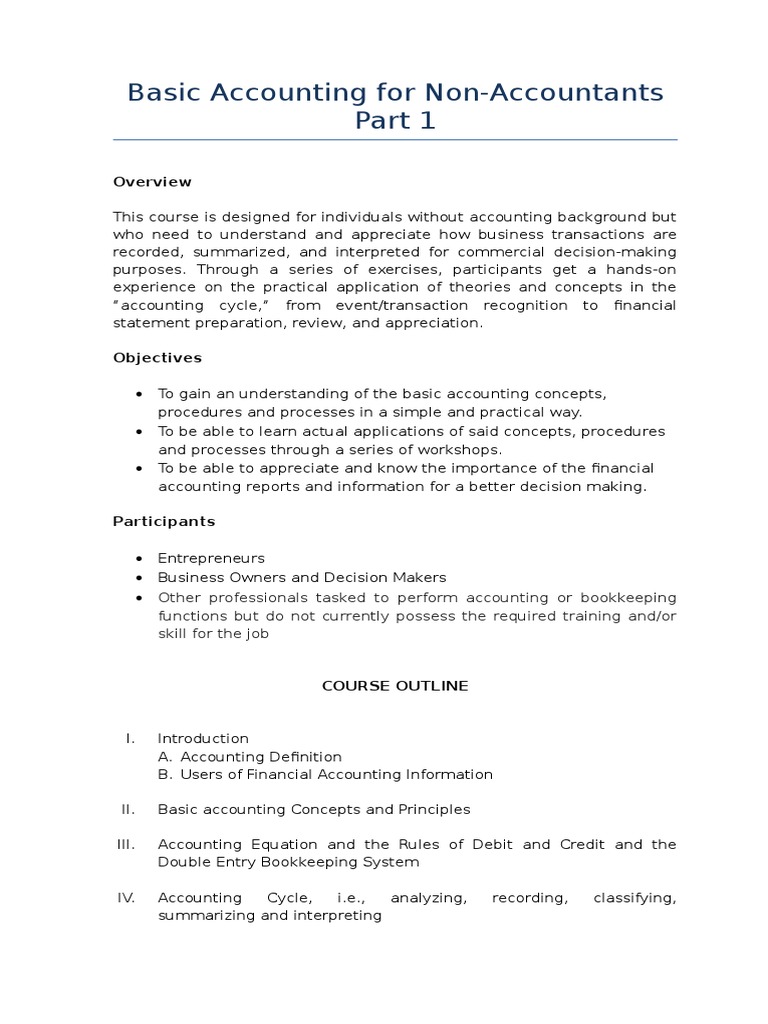 Accounting For Non-Accountants | PDF