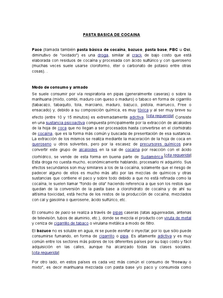 Pasta Basica de Cocaina | PDF | Tratamiento de salud | Bienestar