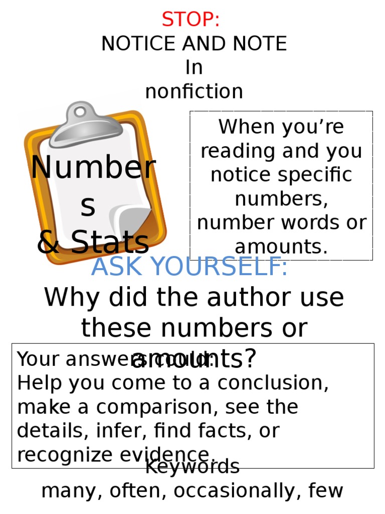 Notice and Note Nonfiction Signposts Anchor Charts | PDF