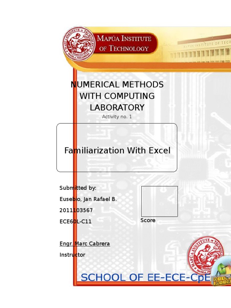 NUMERICAL METHODS WITH EXCEL LAB | PDF | Microsoft Excel | Spreadsheet