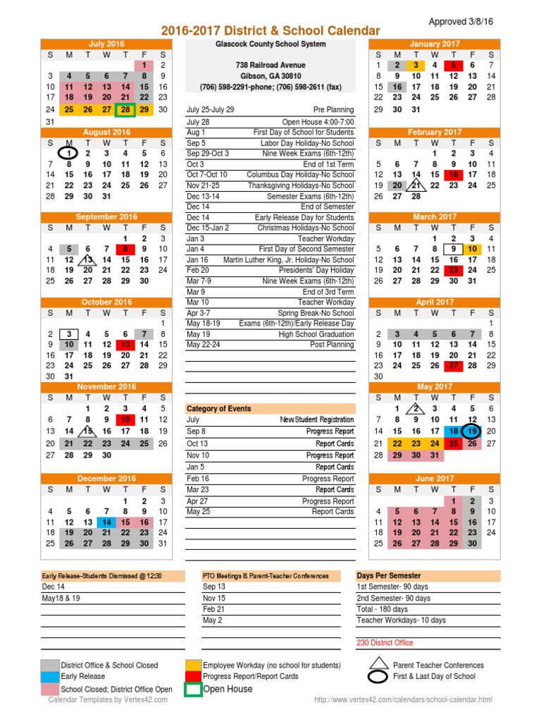 School Yearly Calendar | PDF