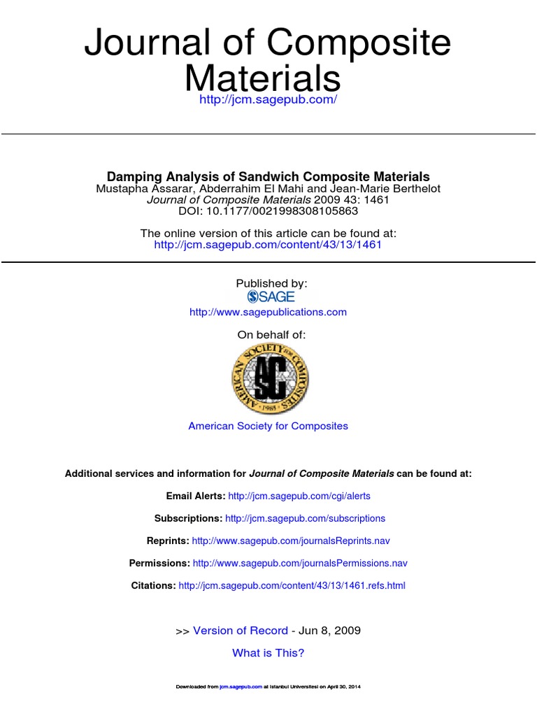 Damping Analysis of Sandwich Material PDF | Download Free PDF | Normal Mode | Bending