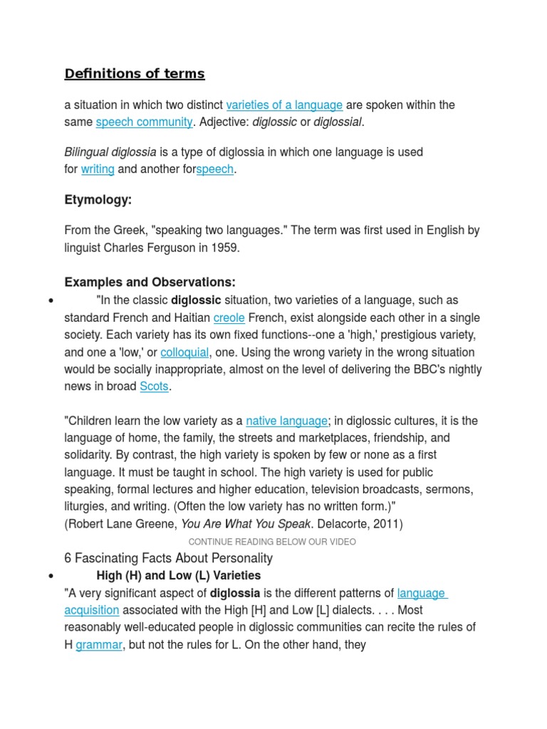 Definitions of Terms LCS | PDF | Multilingualism | Languages