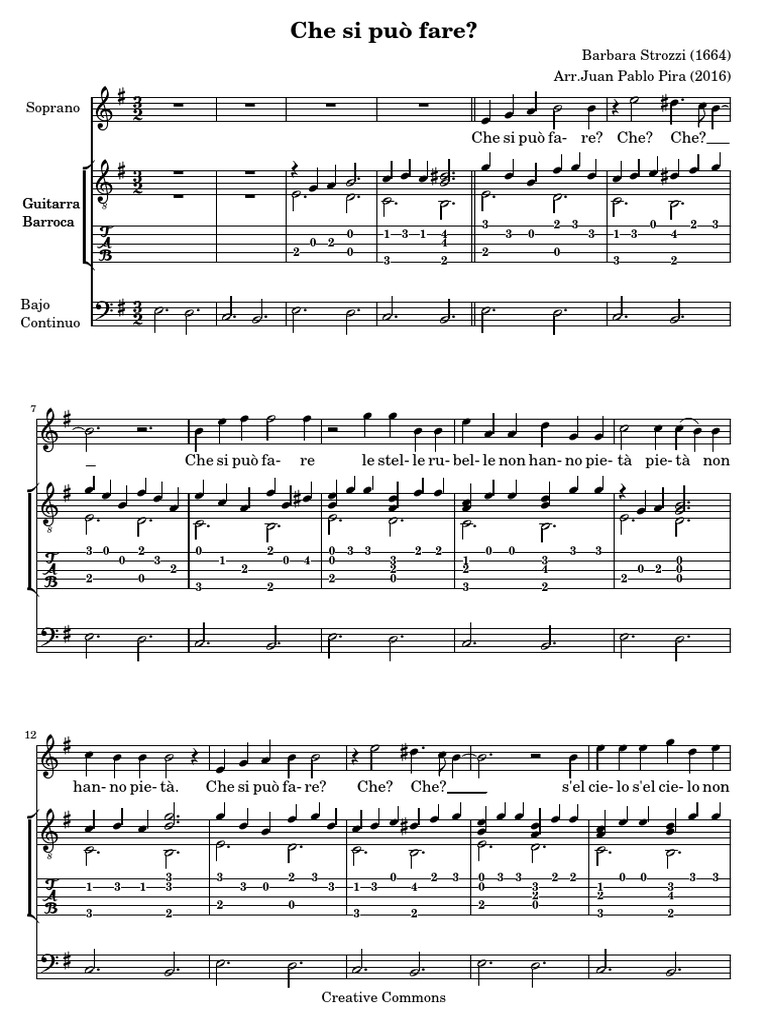 Barbara Strozzi 1625 Che Si Pu Fare | PDF