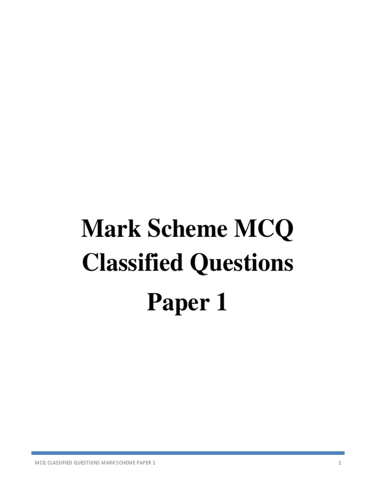 MCQ Mark Scheme for Paper 1 | PDF | Technology & Engineering