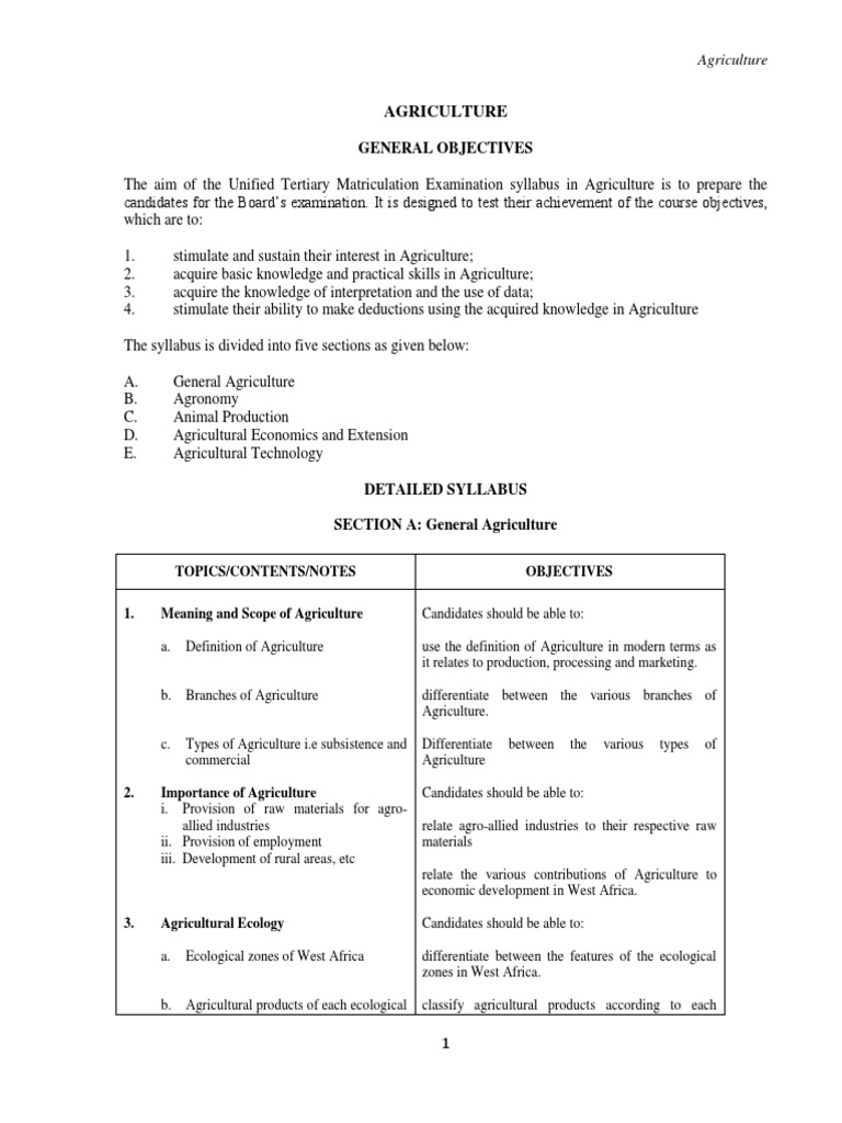 Agriculture: General Objectives | PDF | Soil Fertility | Soil