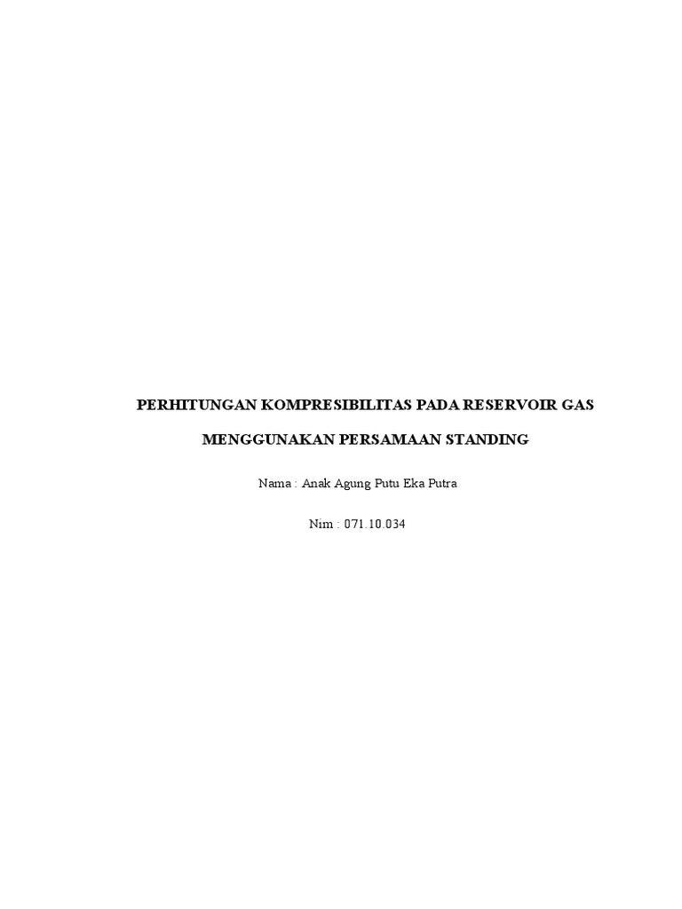 Perhitungan Kompresibilitas Pada Reservoir Gas Menggunakan Persamaan ...