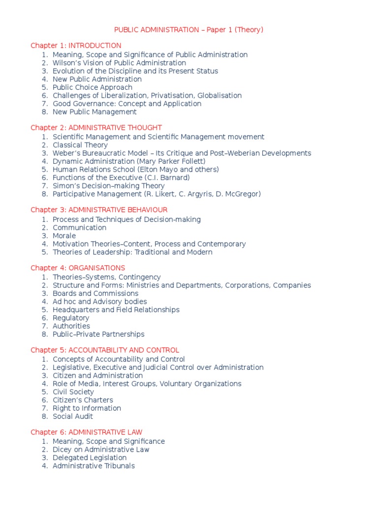 Public Administration Syllabus Only Pdf Public Administration Social Institutions