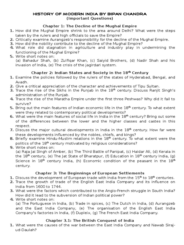 Bipan Chandra's History of Modern India | PDF | British Raj | Mughal Empire