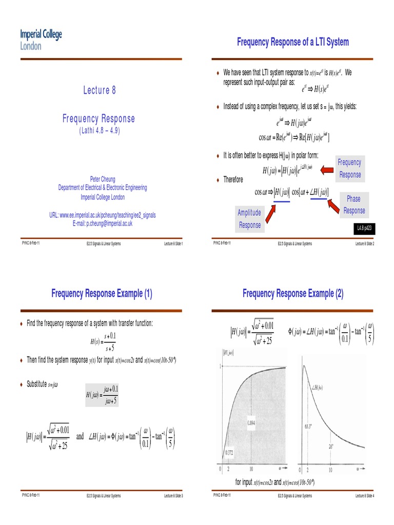 Lecture 8 - Frequency Response | PDF | Electromagnetism | Applied ...