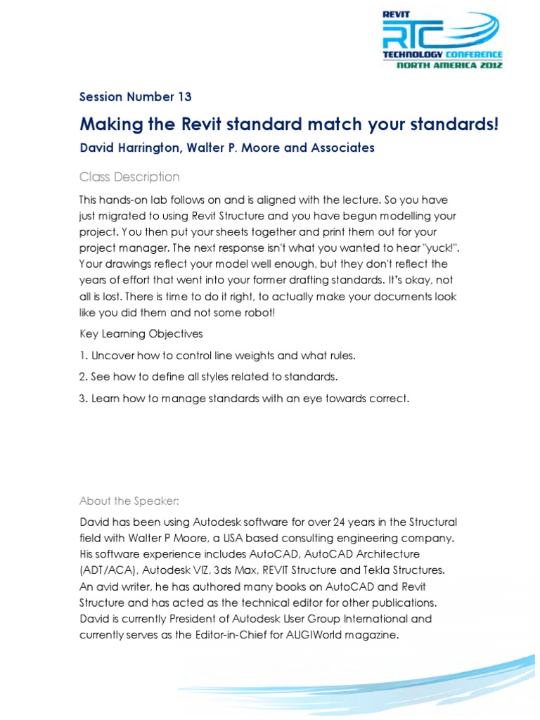 Making The Revit Standard Match Your Standards!: Session Number 13 ...