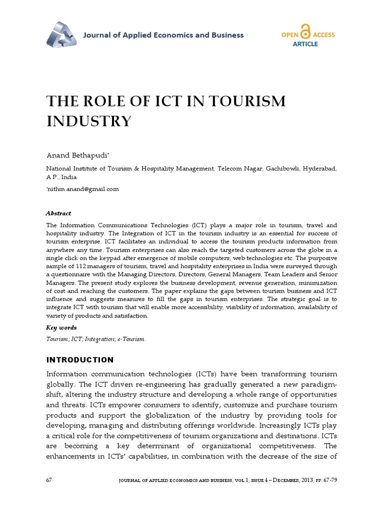 The Role of Ict in Tourism Industry: Journal of Applied Economics and ...