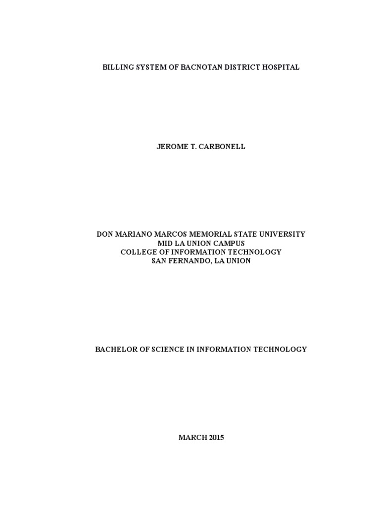 Billing System of Bacnotan District Hospital | PDF