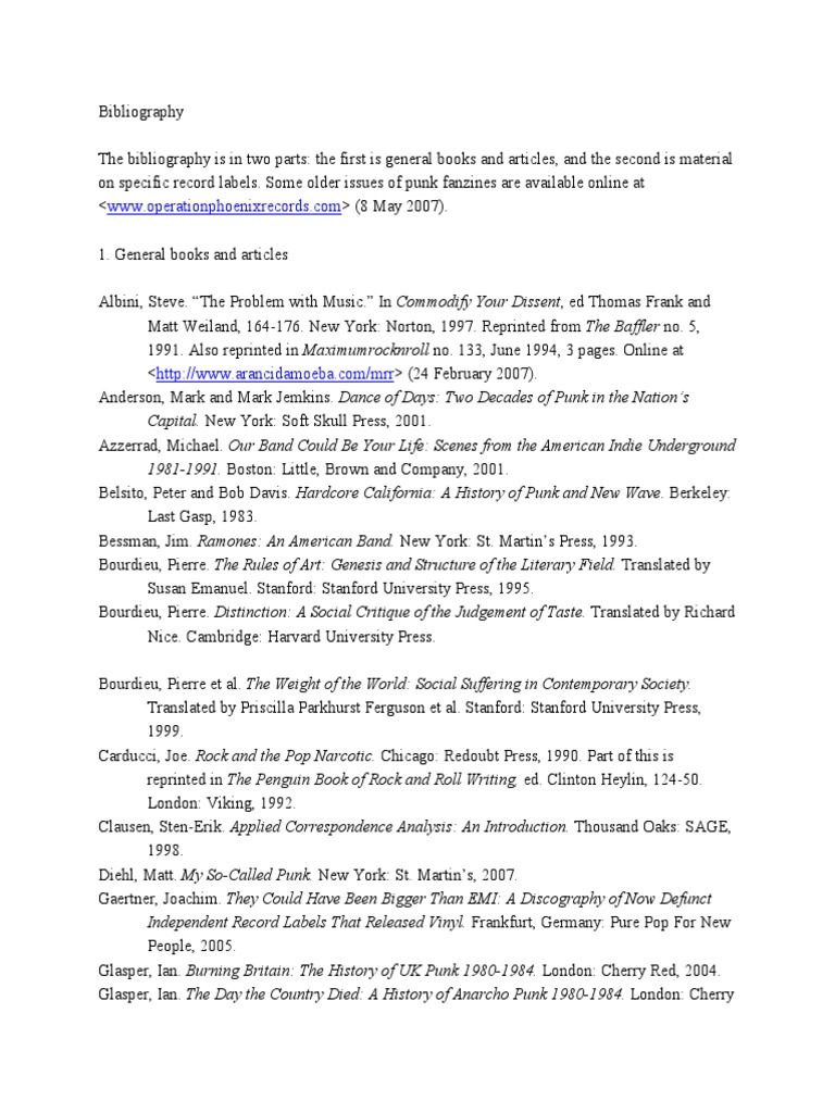 Punk Record Labels Bibliography | PDF | Musical Subgenres | British ...