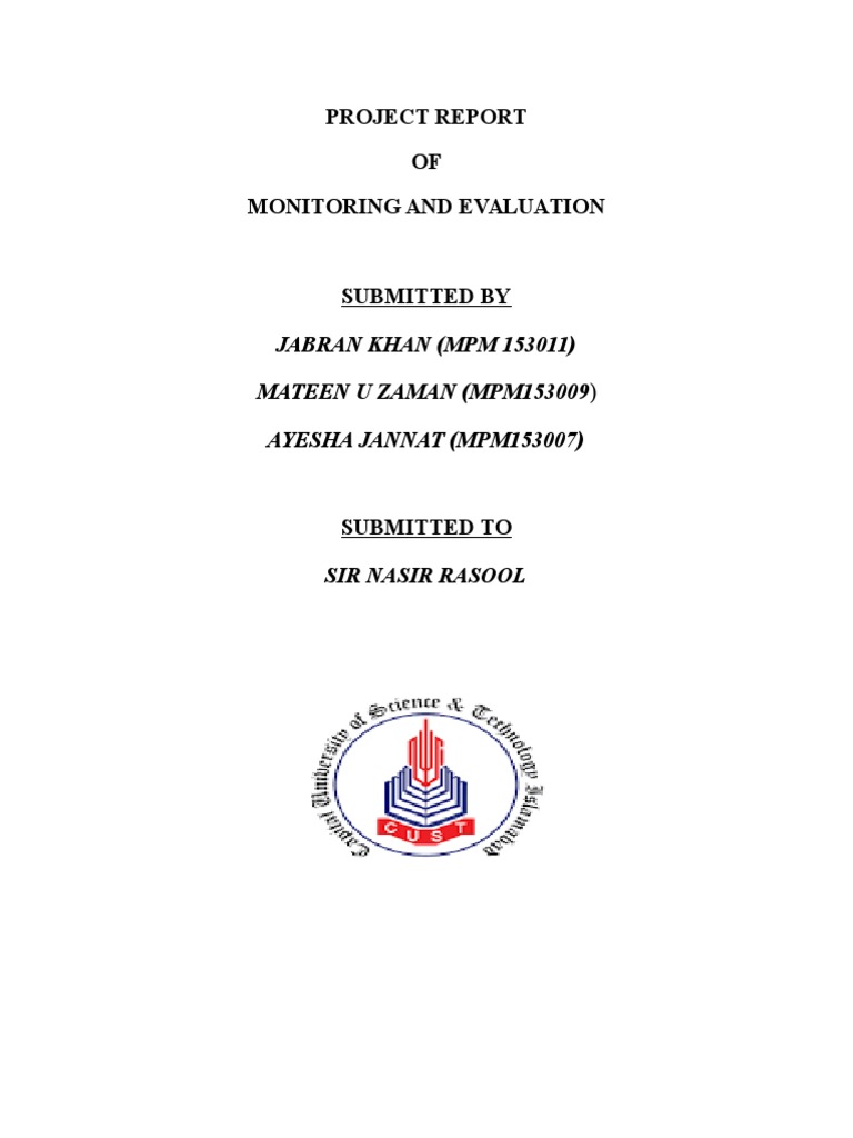 Project Report OF Monitoring and Evaluation | PDF | Water Resources ...
