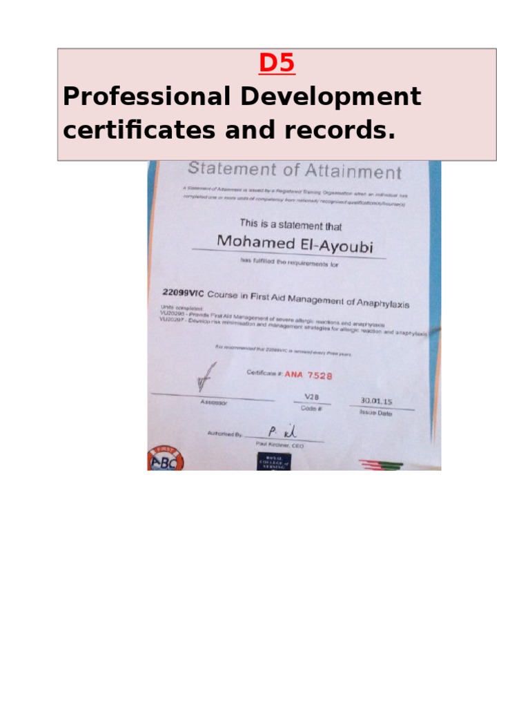 Professional Development Certificates and Records | PDF