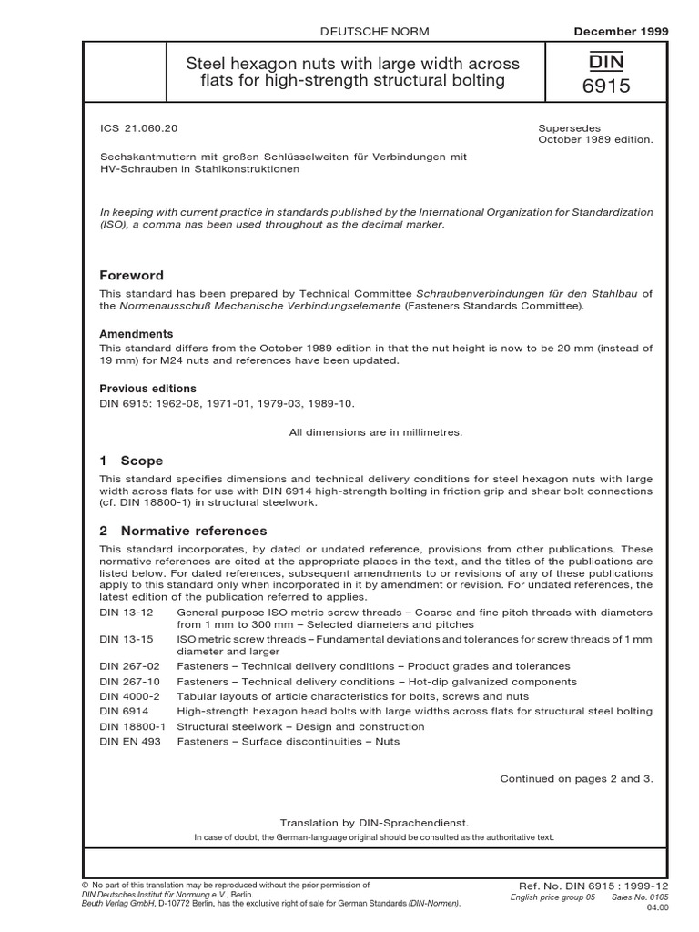 Din 6915 PDF | PDF | Screw | Nut (Hardware)