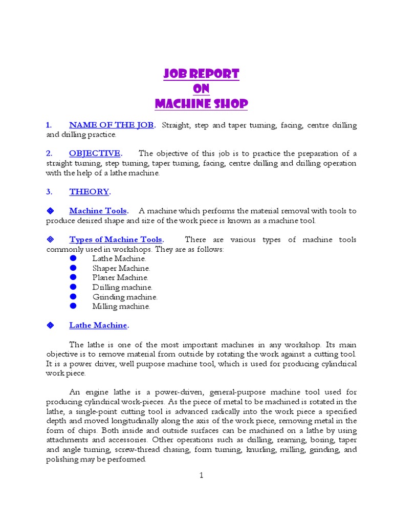 PDF file of Machine Shop Report.pdf | Machining | Industrial Equipment