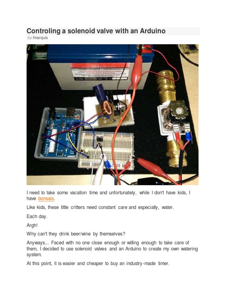 Controling A Solenoid Valve With An Arduino | PDF | Mosfet | Arduino