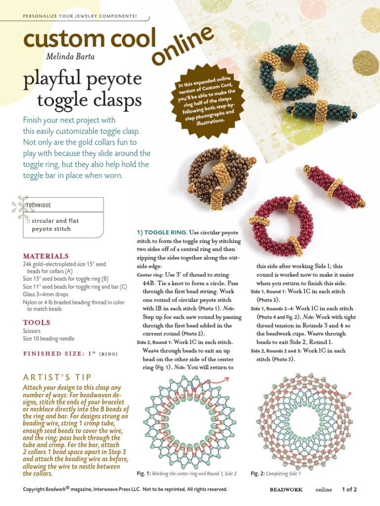Playful Peyote Toggle Clasps: Custom Cool | PDF