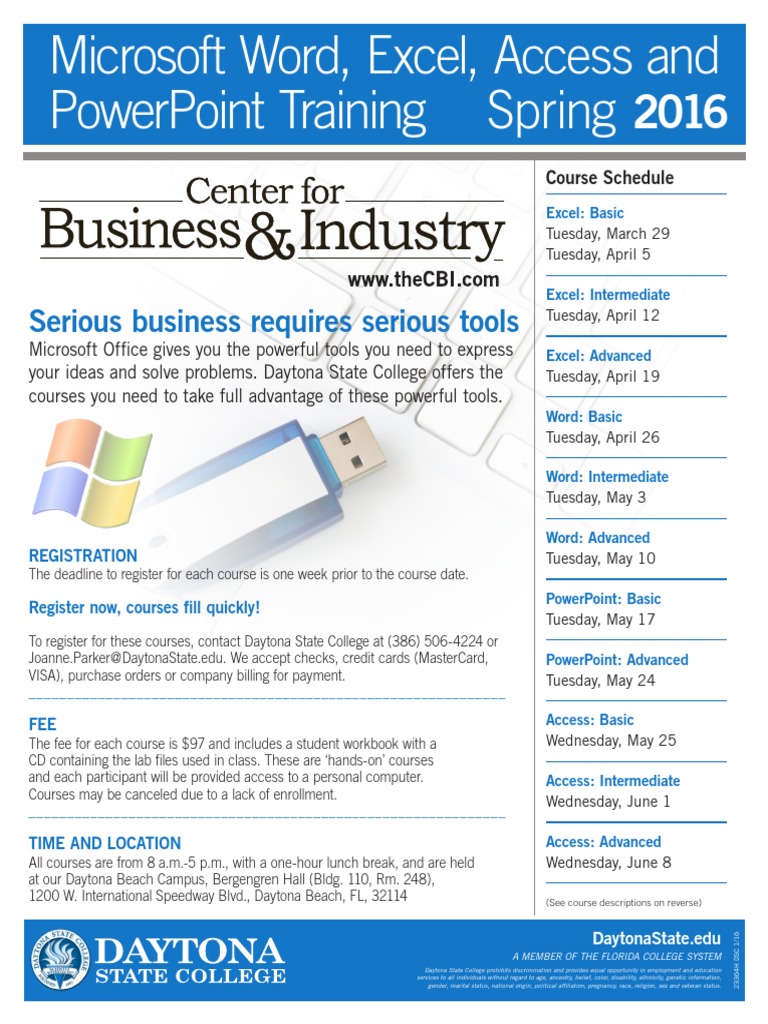 Spring 2016 Microsoft Office Flyer | Microsoft Excel | Databases