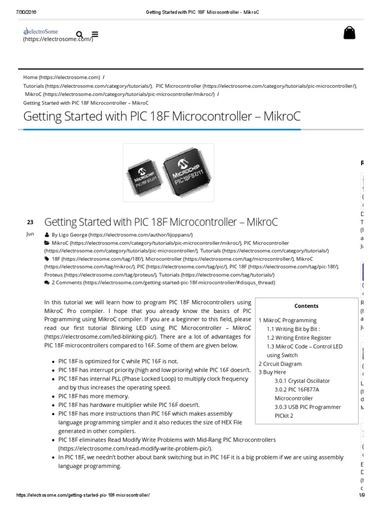 Getting Started With PIC 18F Microcontroller - MikroC PDF | PDF ...