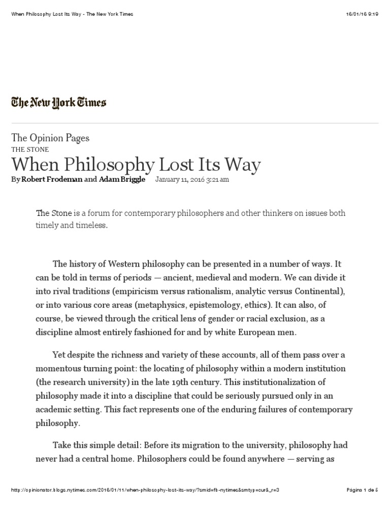 When Philosophy Lost Its Way The New York Times Pdf Scientist
