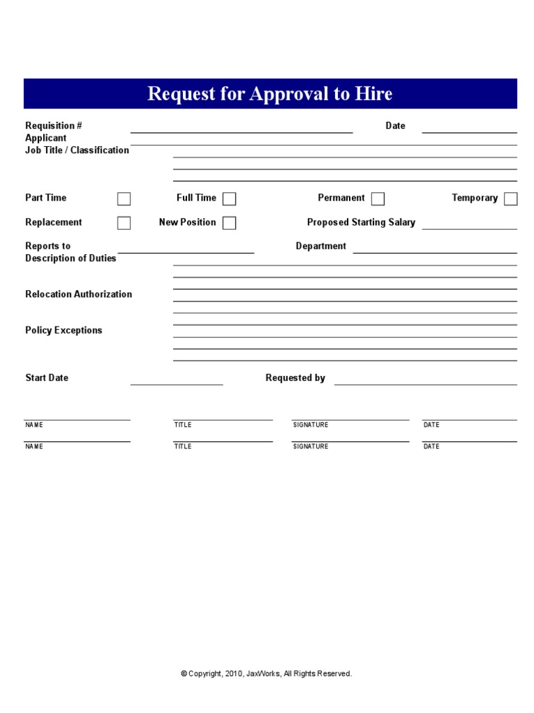 Request To Hire Form | PDF | Business