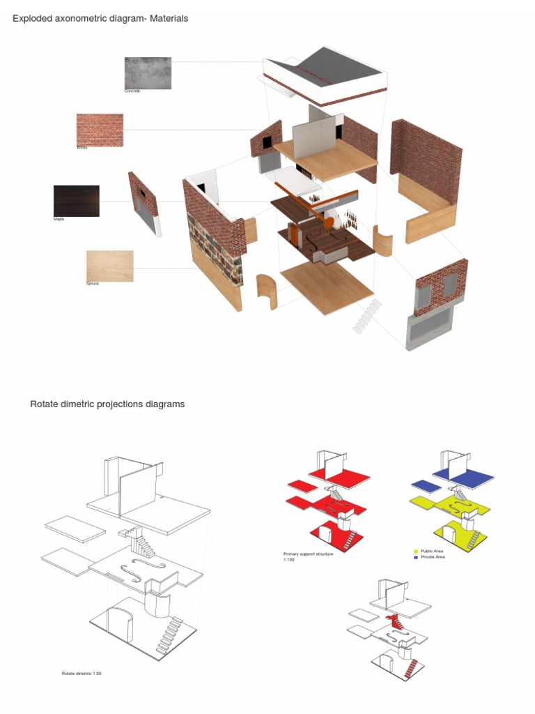 Exploded Axonometric Diagram-Materials: Concrete | PDF