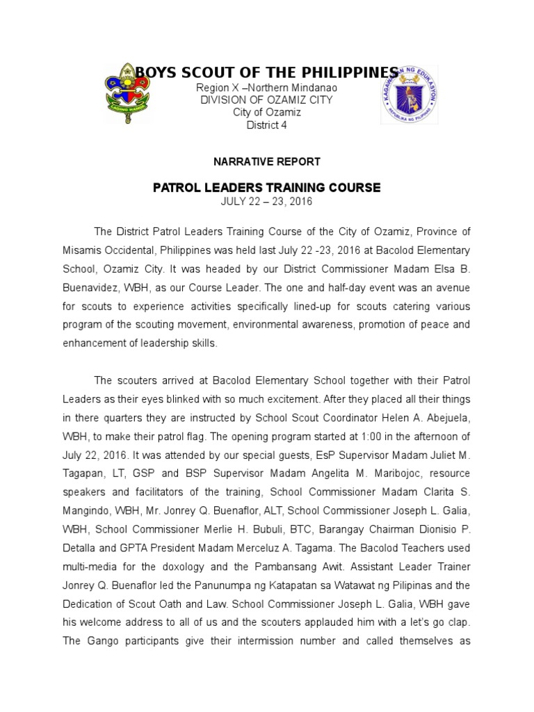 Patrol Leaders Training Course Report | PDF | Scouting | Youth Movements