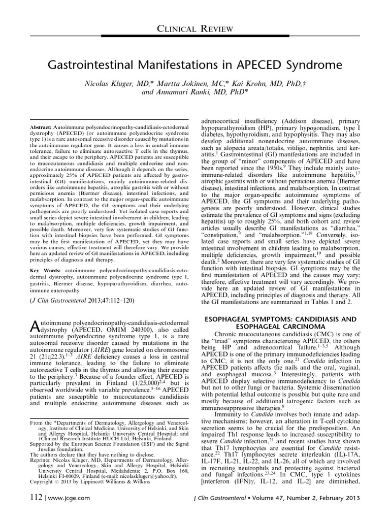 Gastrointestinal Manifestations in Apeced Syndrome 2013 | PDF ...