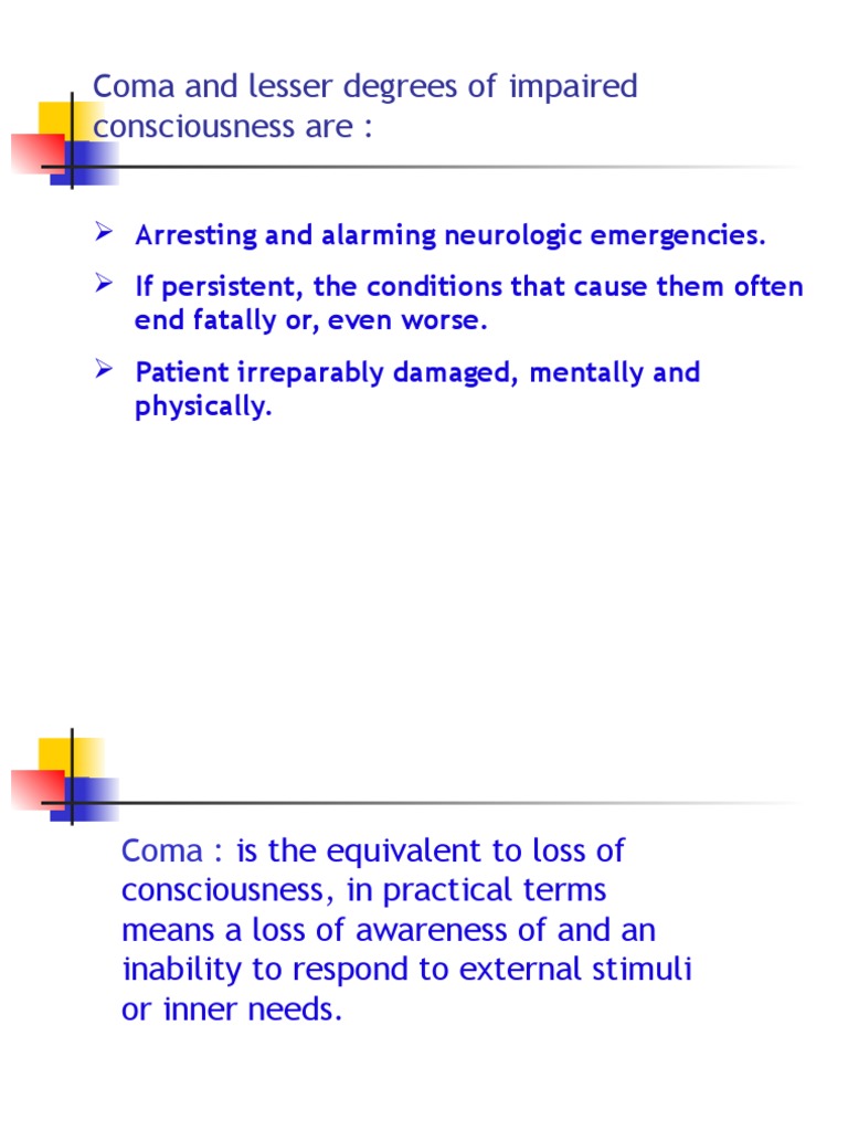 Coma and Lesser Degrees of Impaired Consciousness Are | PDF | Coma | Brainstem
