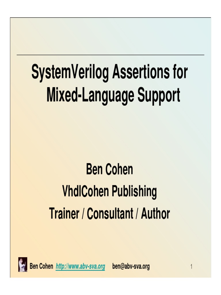 SystemVerilog Assertions for VHDL | PDF | Vhdl | Information Technology ...